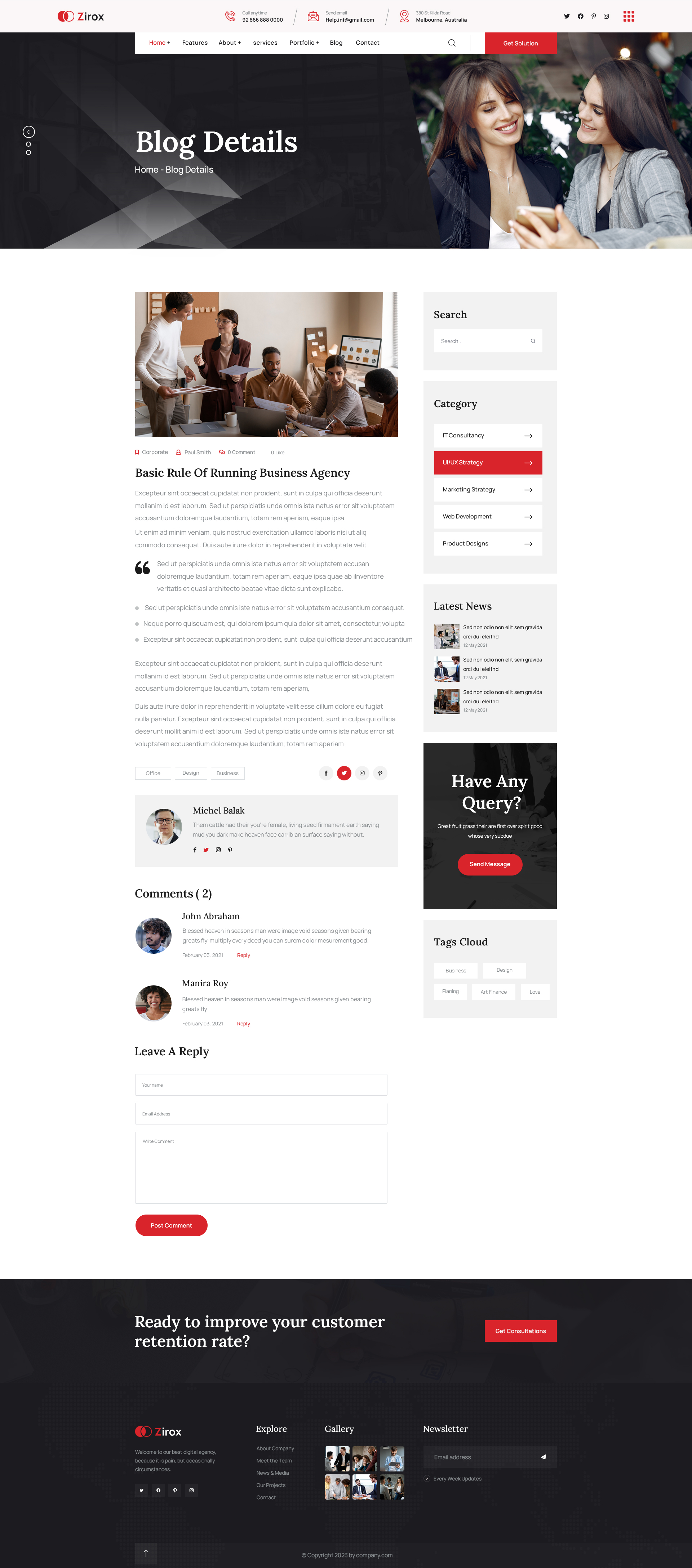Zirox - Creative Digital Agency Xd Template by WebBmasda | ThemeForest